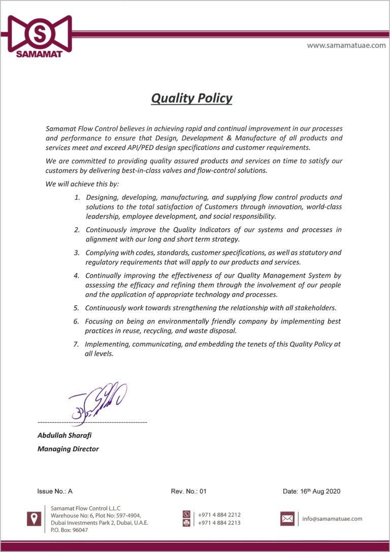 About us - Samamat Flow Control LLC