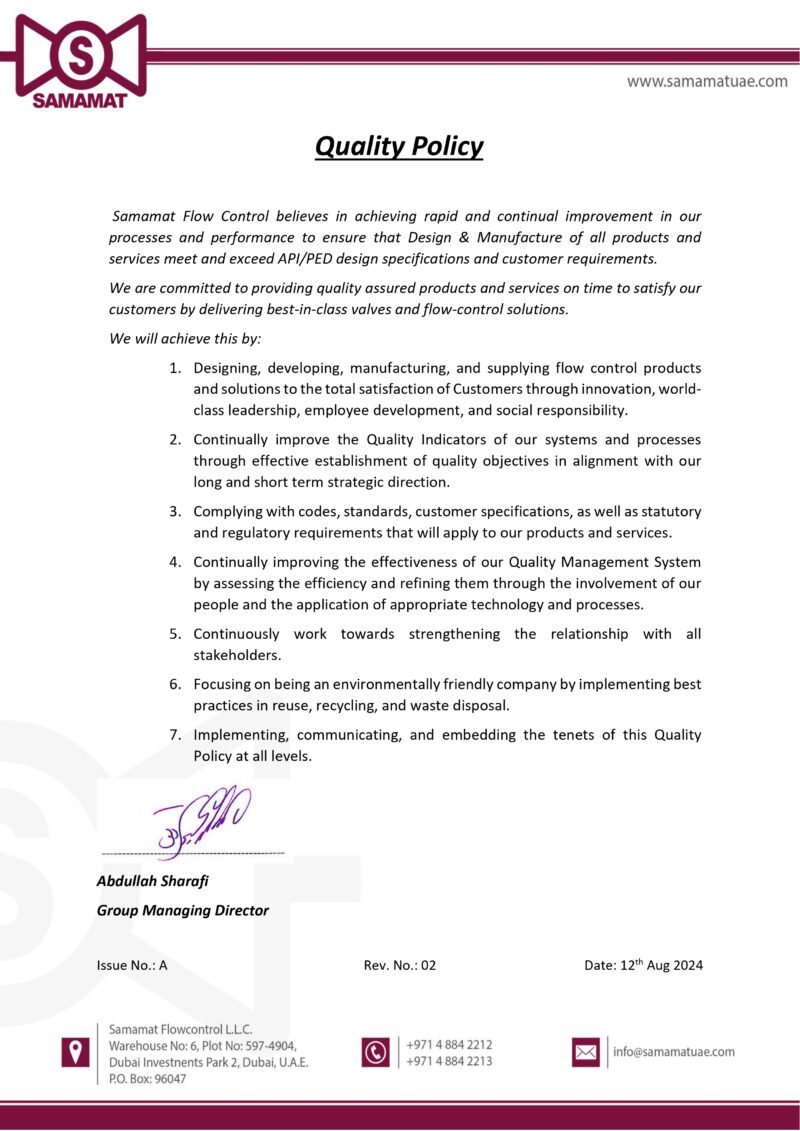 About us - Samamat Flow Control LLC